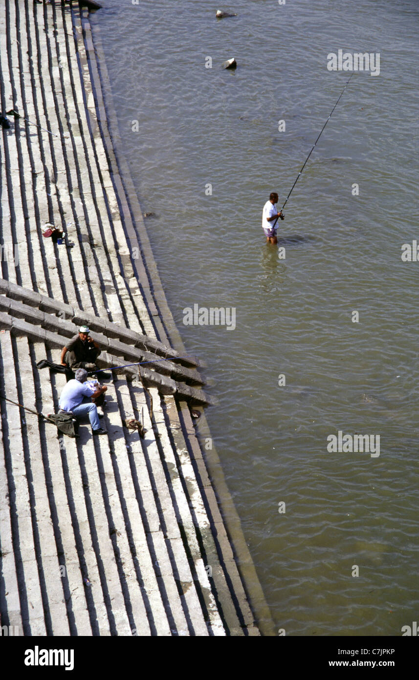 Fishing in the River Danube Budapest Stock Photo - Alamy