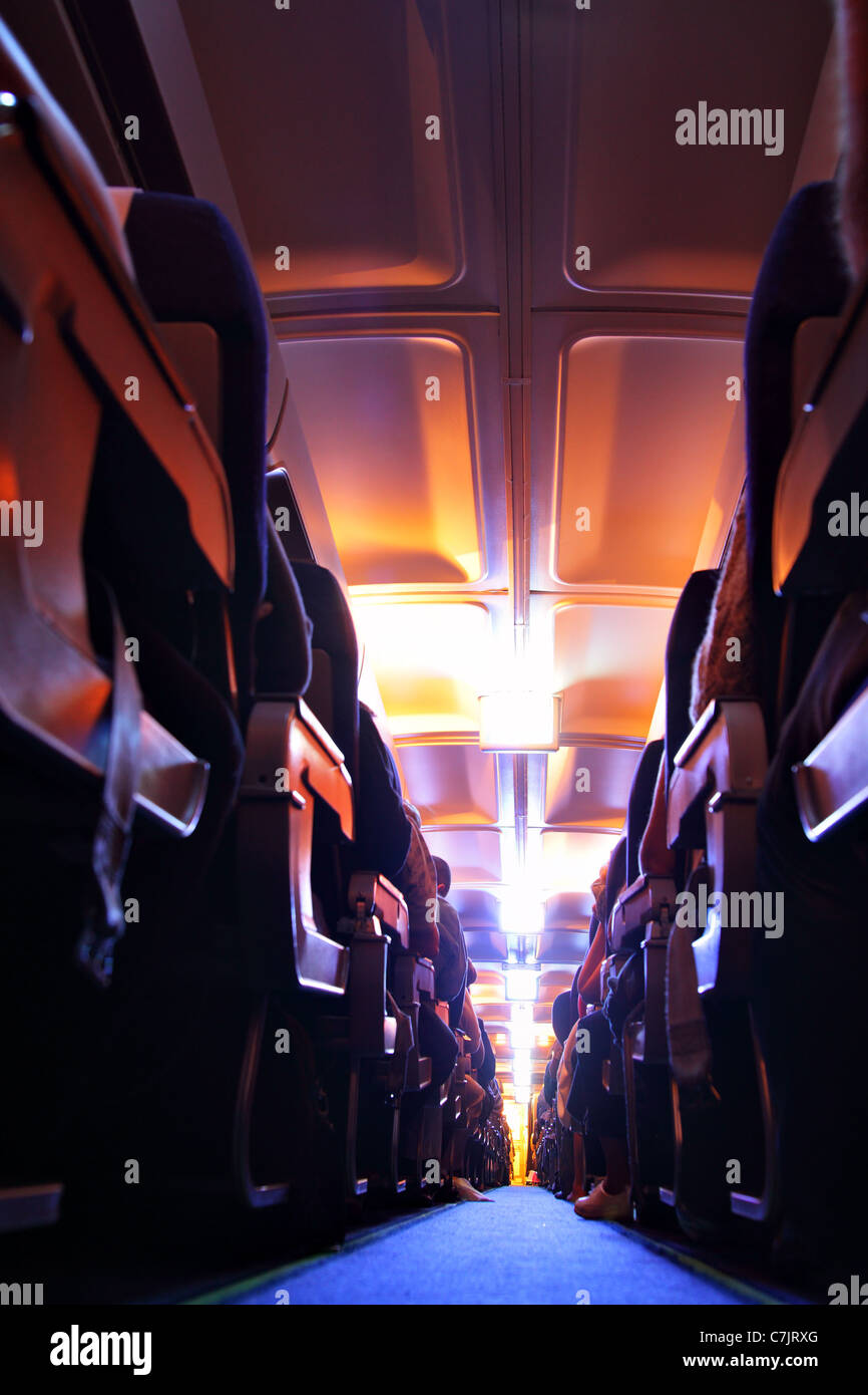 Airplane aisle night hi-res stock photography and images - Alamy