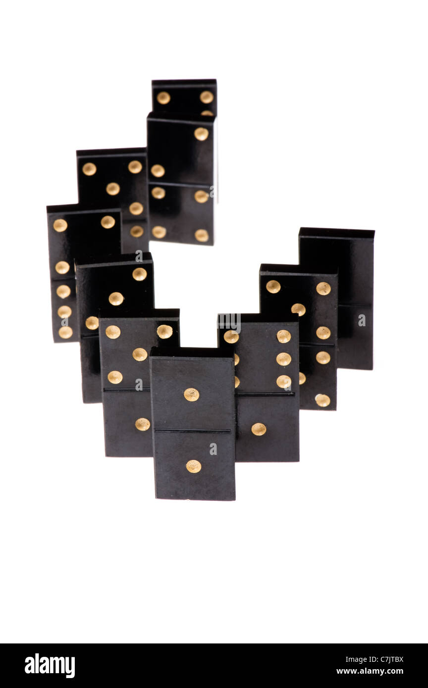 object on white - black domino close up Stock Photo - Alamy