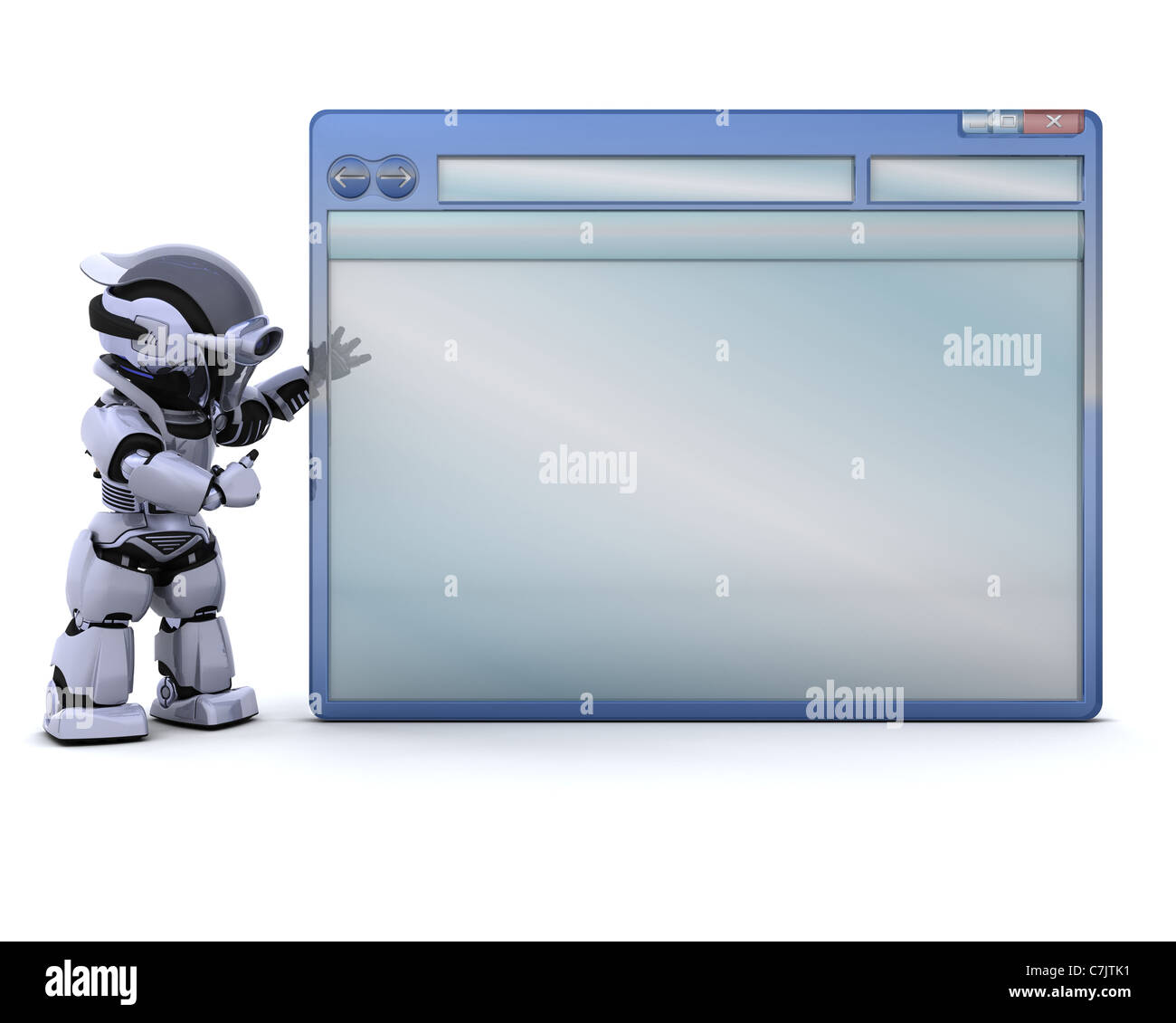 3D render of robot with empty computer window Stock Photo - Alamy