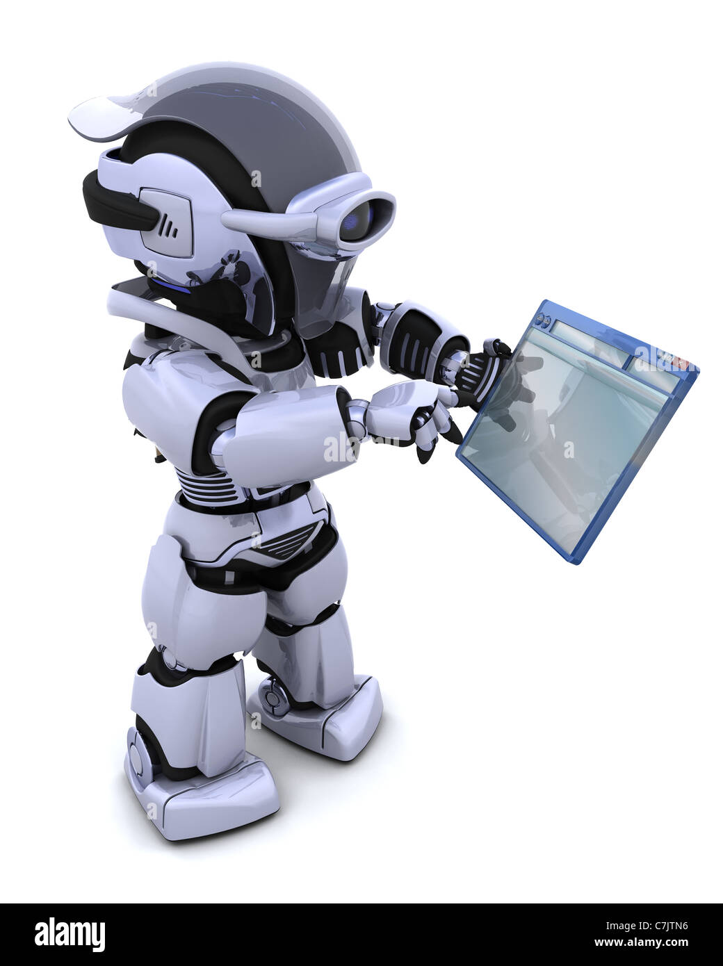 3D render of robot navigating through computer window Stock Photo - Alamy