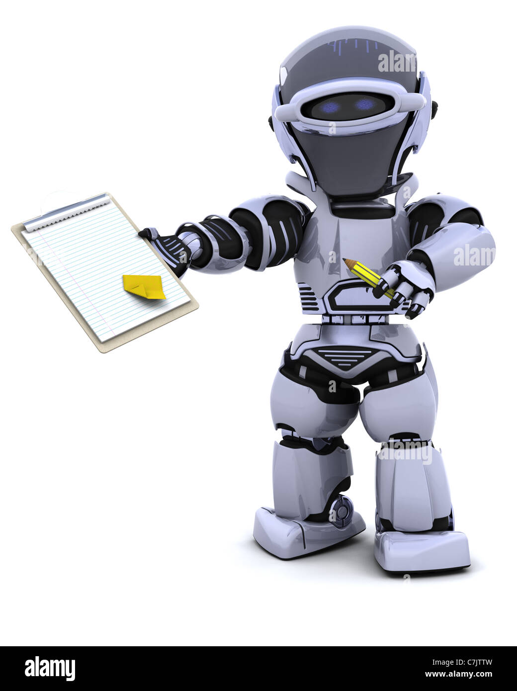 3D render of a robot with clipboard Stock Photo - Alamy