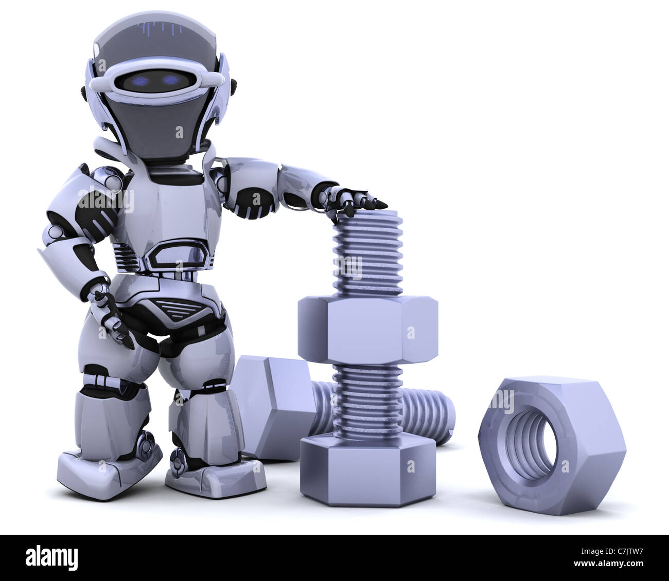 3D render of a robot with nuts and bolts Stock Photo - Alamy