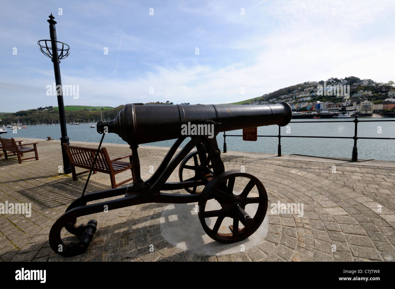Cannon on display at Dartmouth Seafront, Devon, England Stock Photo - Alamy