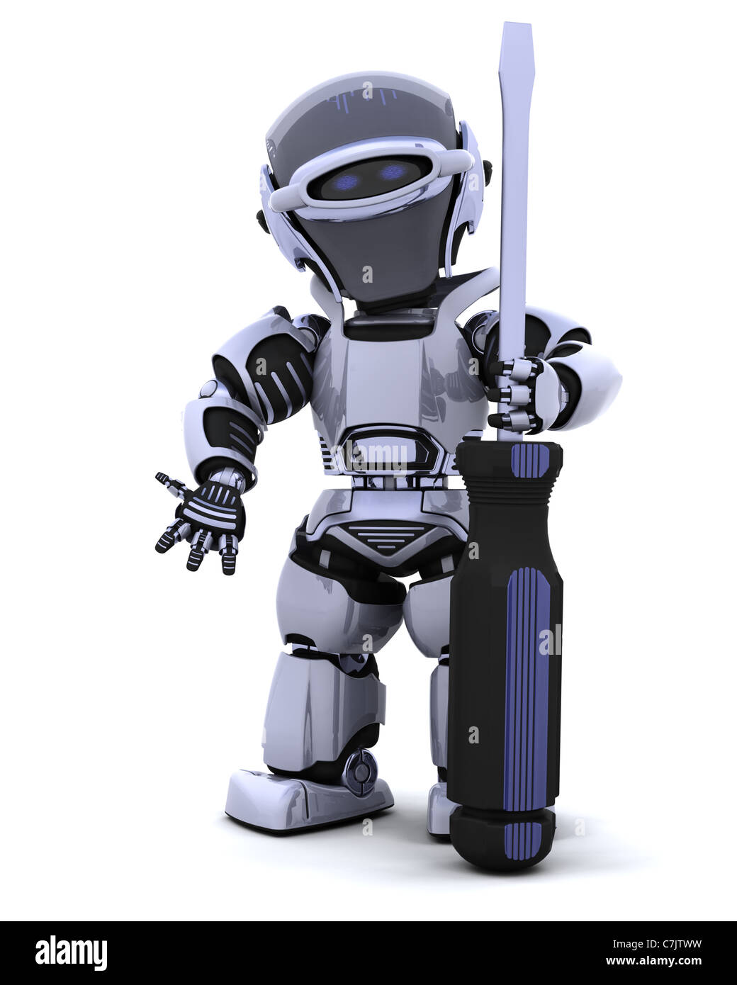3D render of robot with a screwdriver Stock Photo - Alamy
