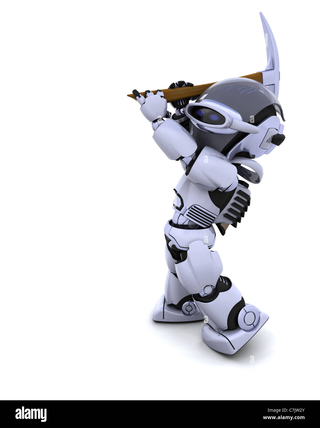 3D render of robot with pick axe Stock Photo - Alamy
