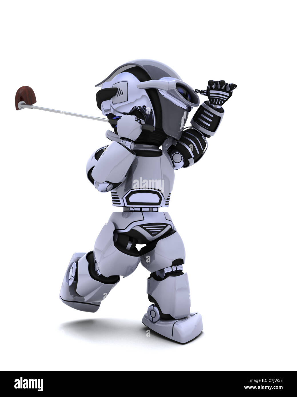 3D render of robot with club playing golf Stock Photo - Alamy
