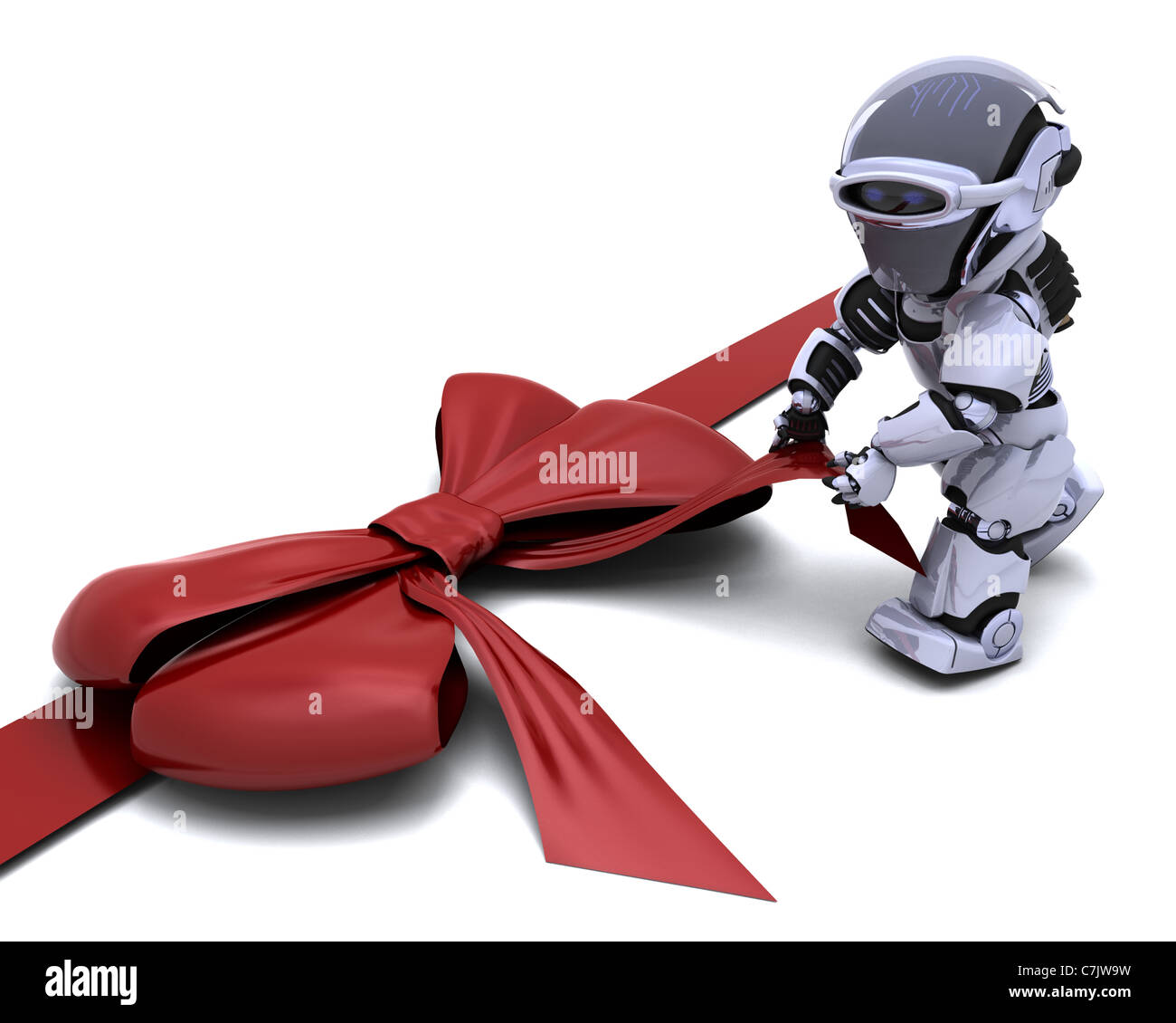 3D render of robot with gift bow Stock Photo - Alamy