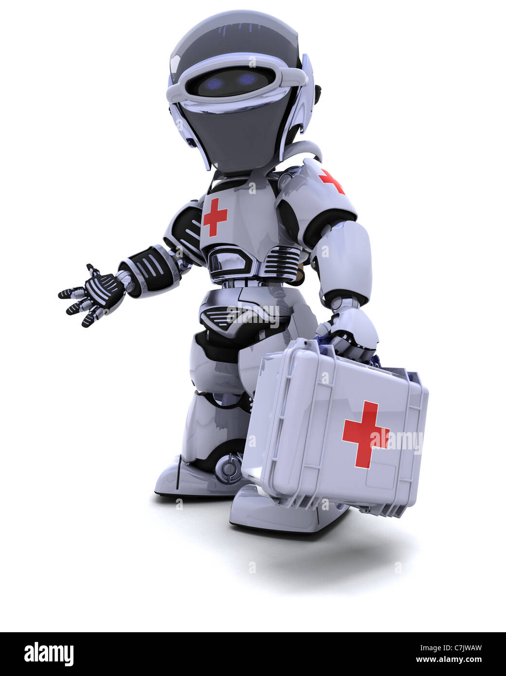 3D render of robot with first aid kit Stock Photo - Alamy