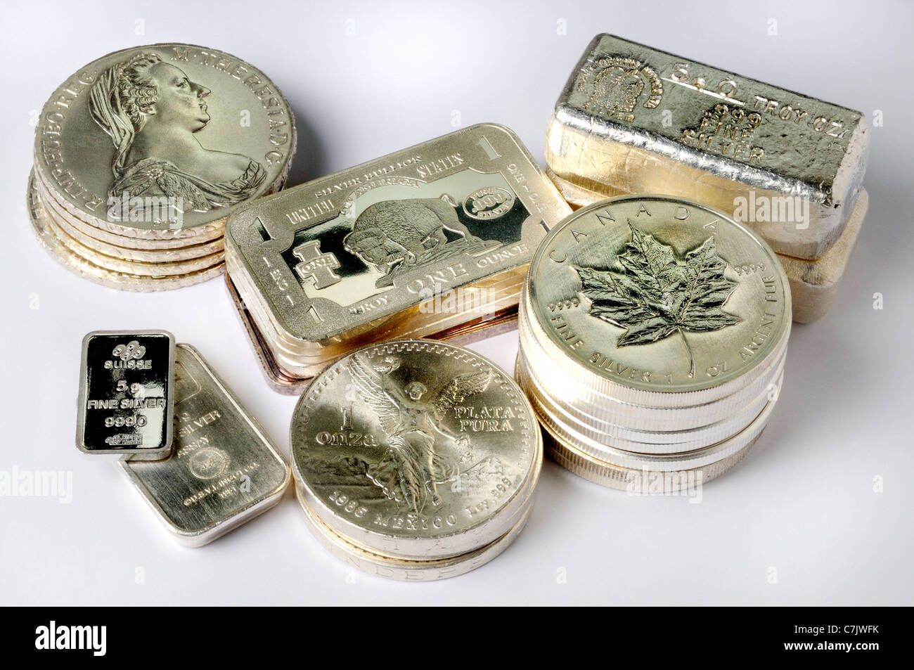 Silver bars and silver coins hi-res stock photography and images - Alamy