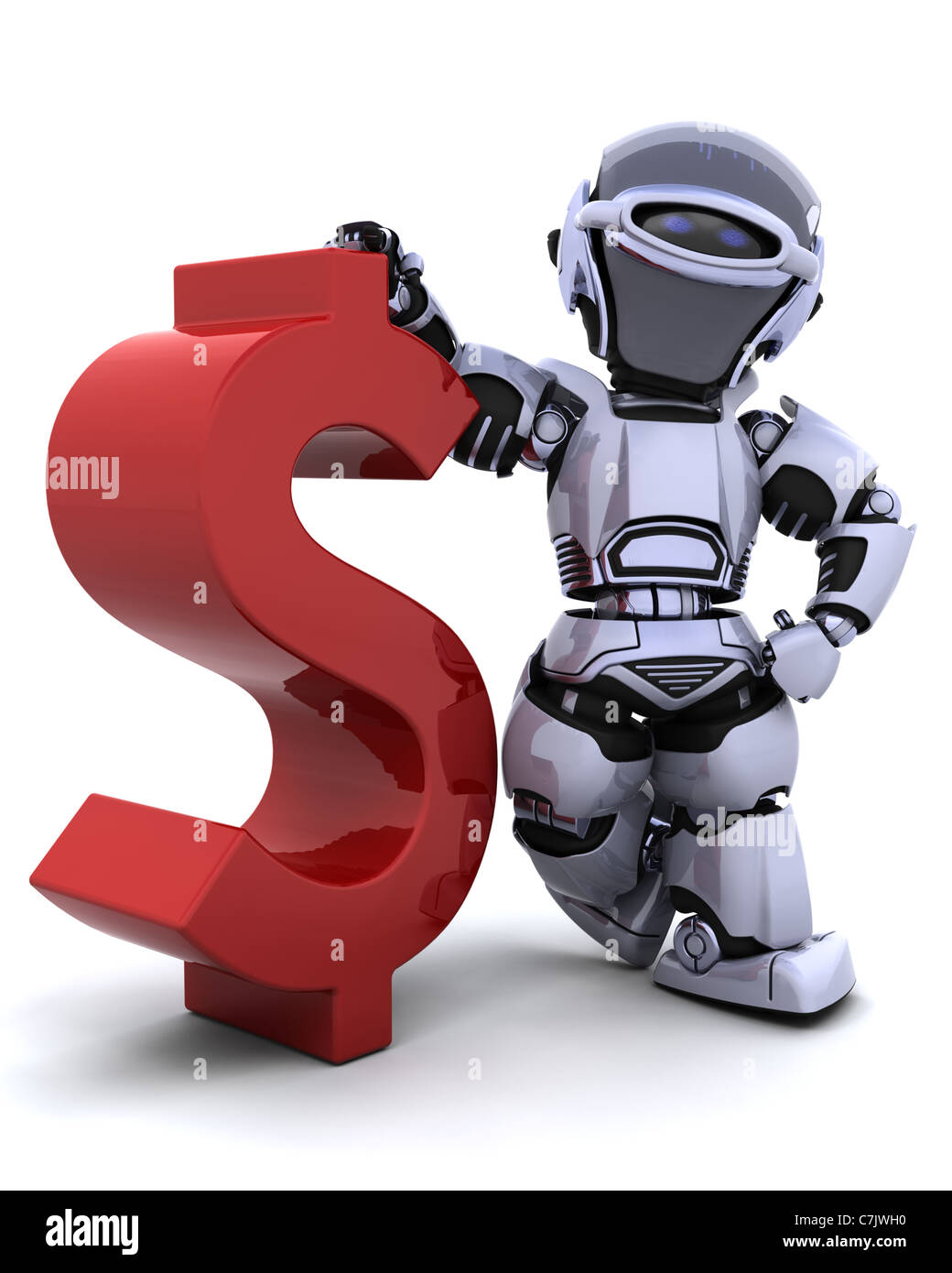 3d render of a robot with a symbol Stock Photo - Alamy