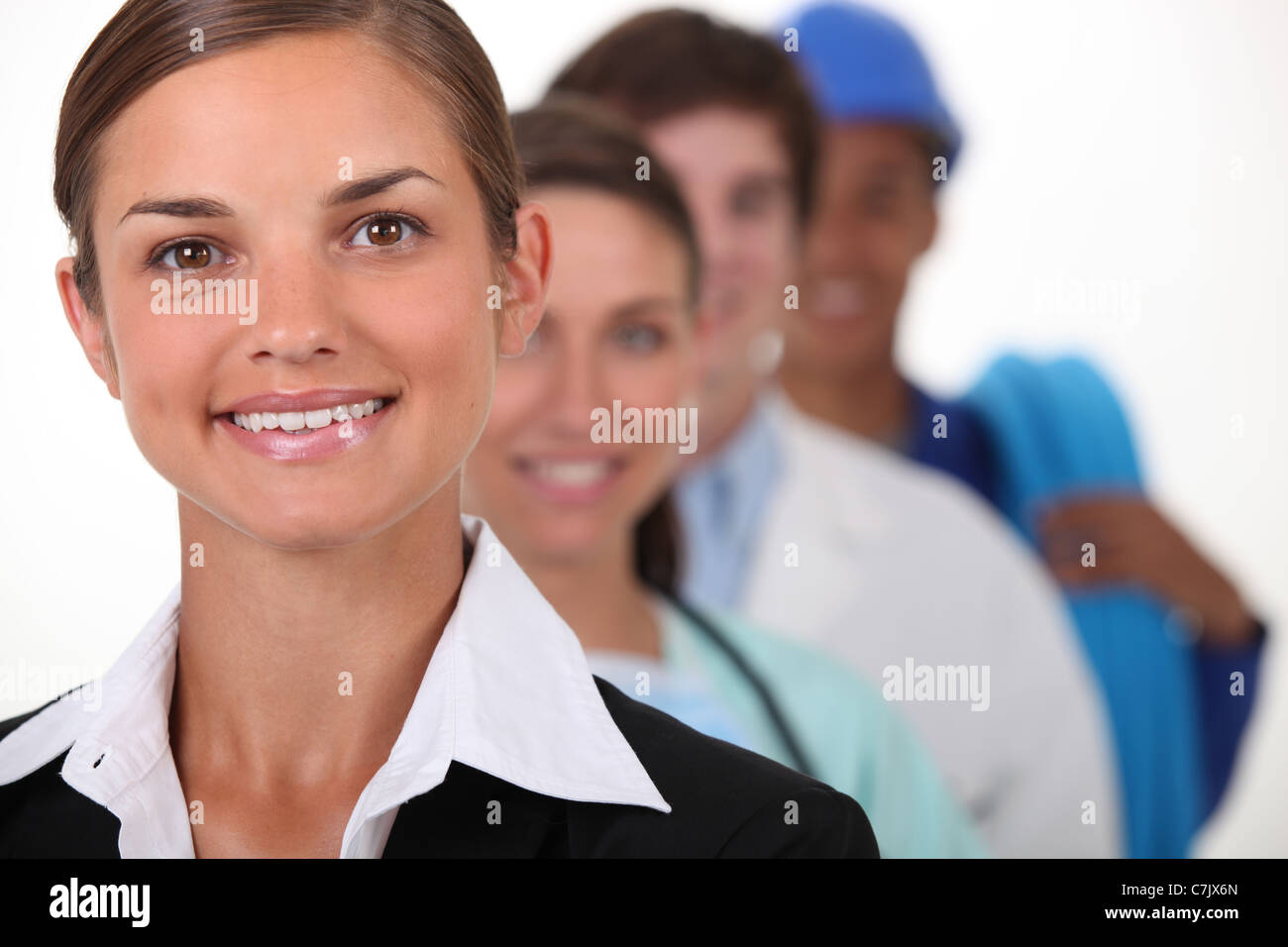 Four people from a variety of professional backgrounds Stock Photo - Alamy