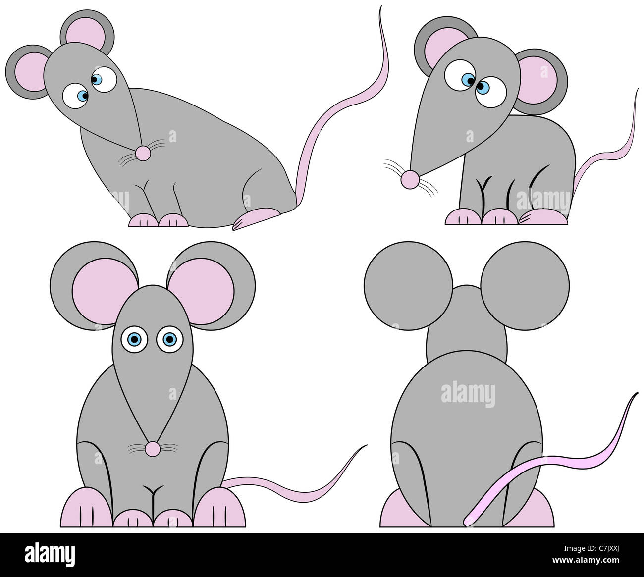Set of Cute Crazy Cartoon Mice Stock Photo - Alamy