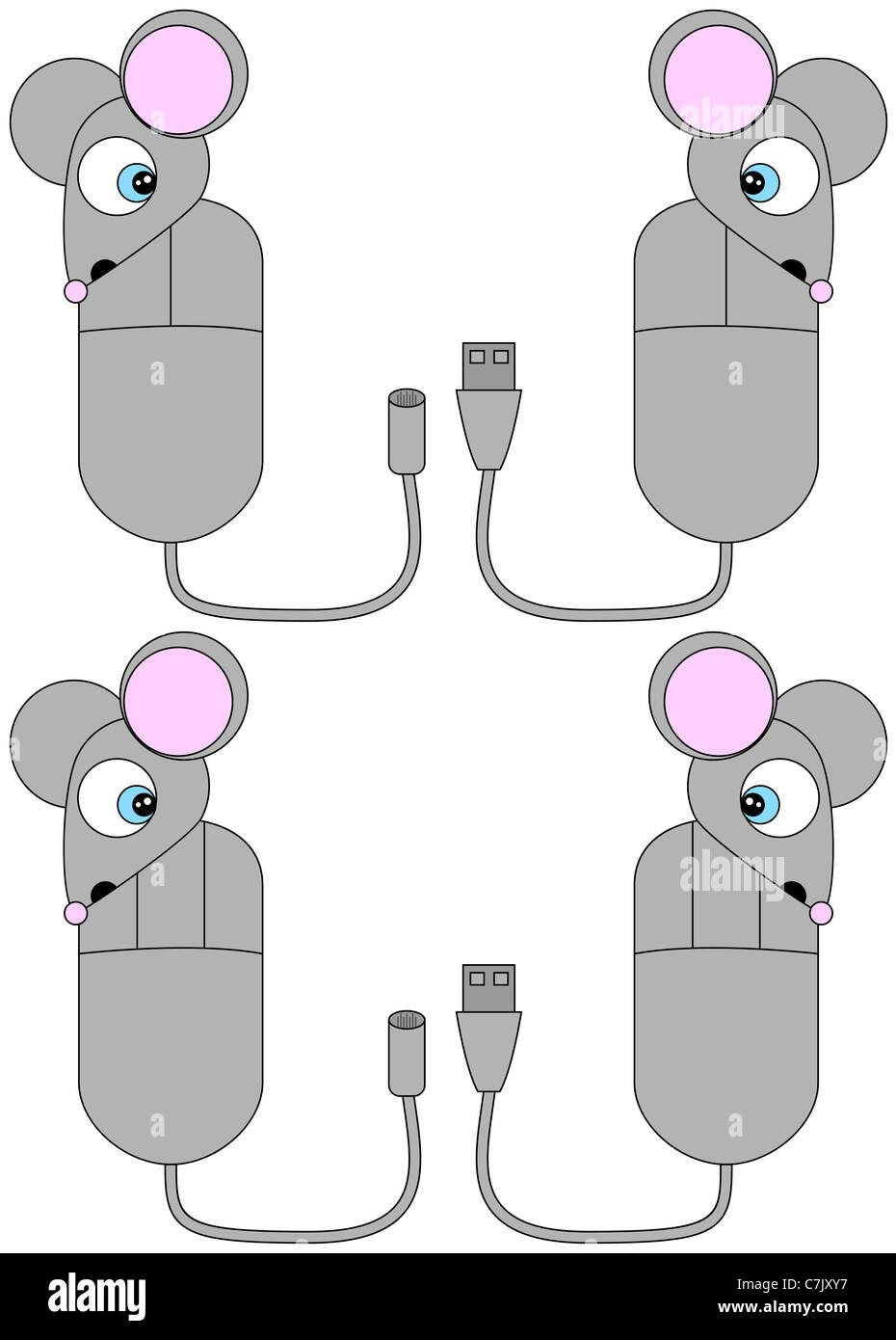 Surprised Cartoon Computer Mouse Set 2 Stock Photo - Alamy