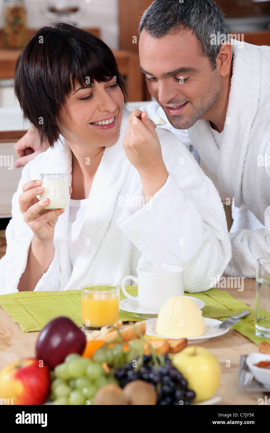 couple having breakfast Stock Photo - Alamy