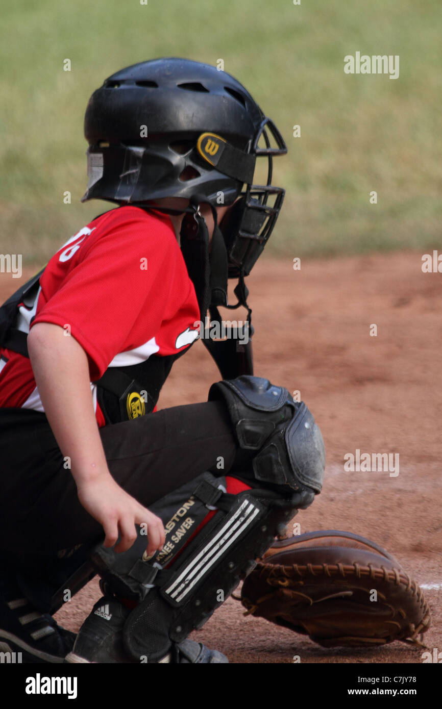 catcher in action in position Stock Photo - Alamy