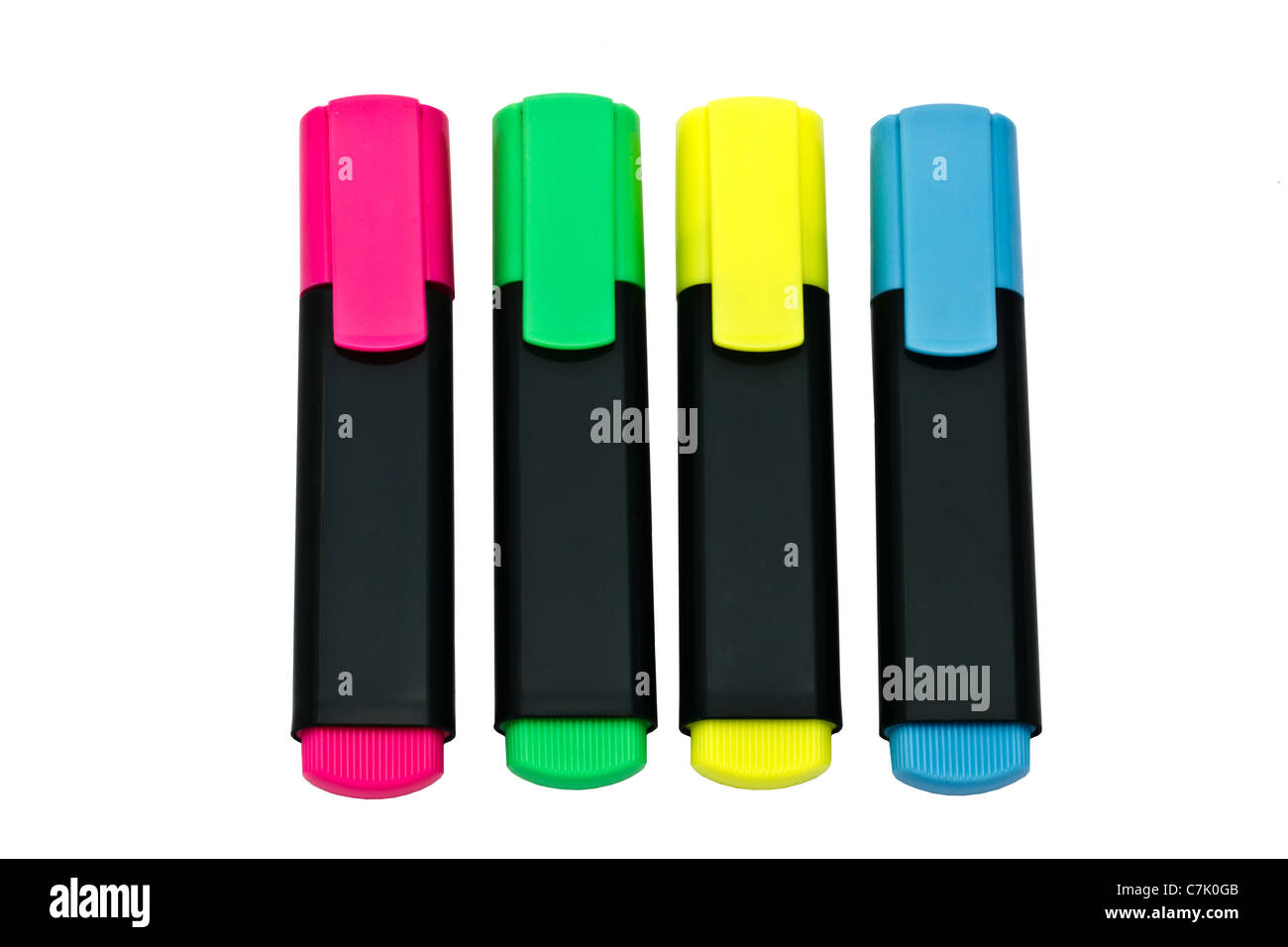 Colroful highlighters isolated on white background Stock Photo - Alamy