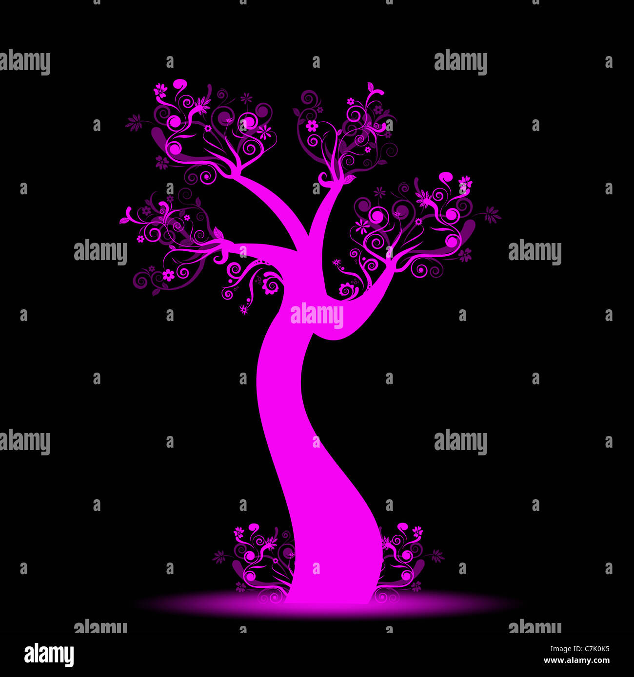 Beautiful art tree isolated on black background Stock Photo - Alamy