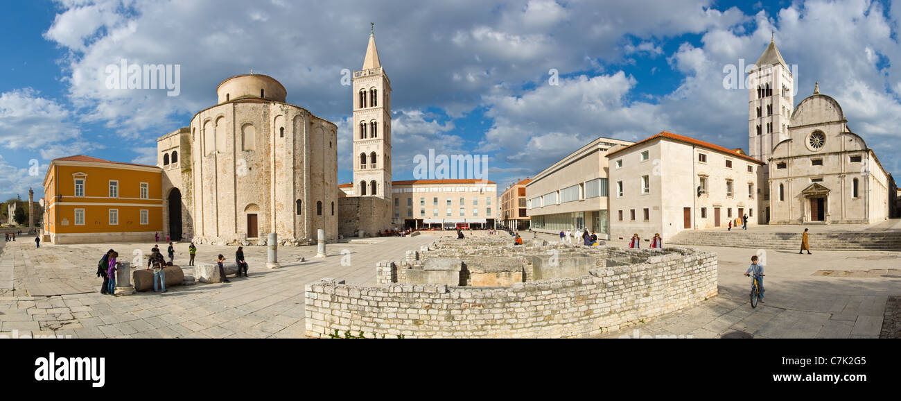 Center of Zadar, Croatia. Roman Forum with churches St. Donat , St ...