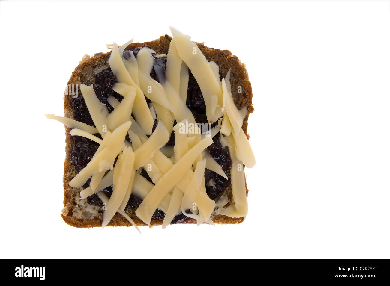 jam and cheese on a piece of bread - isolated Stock Photo - Alamy