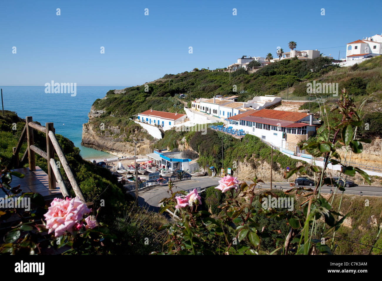 Portugal, Algarve, Benagil, View over Village Stock Photo - Alamy