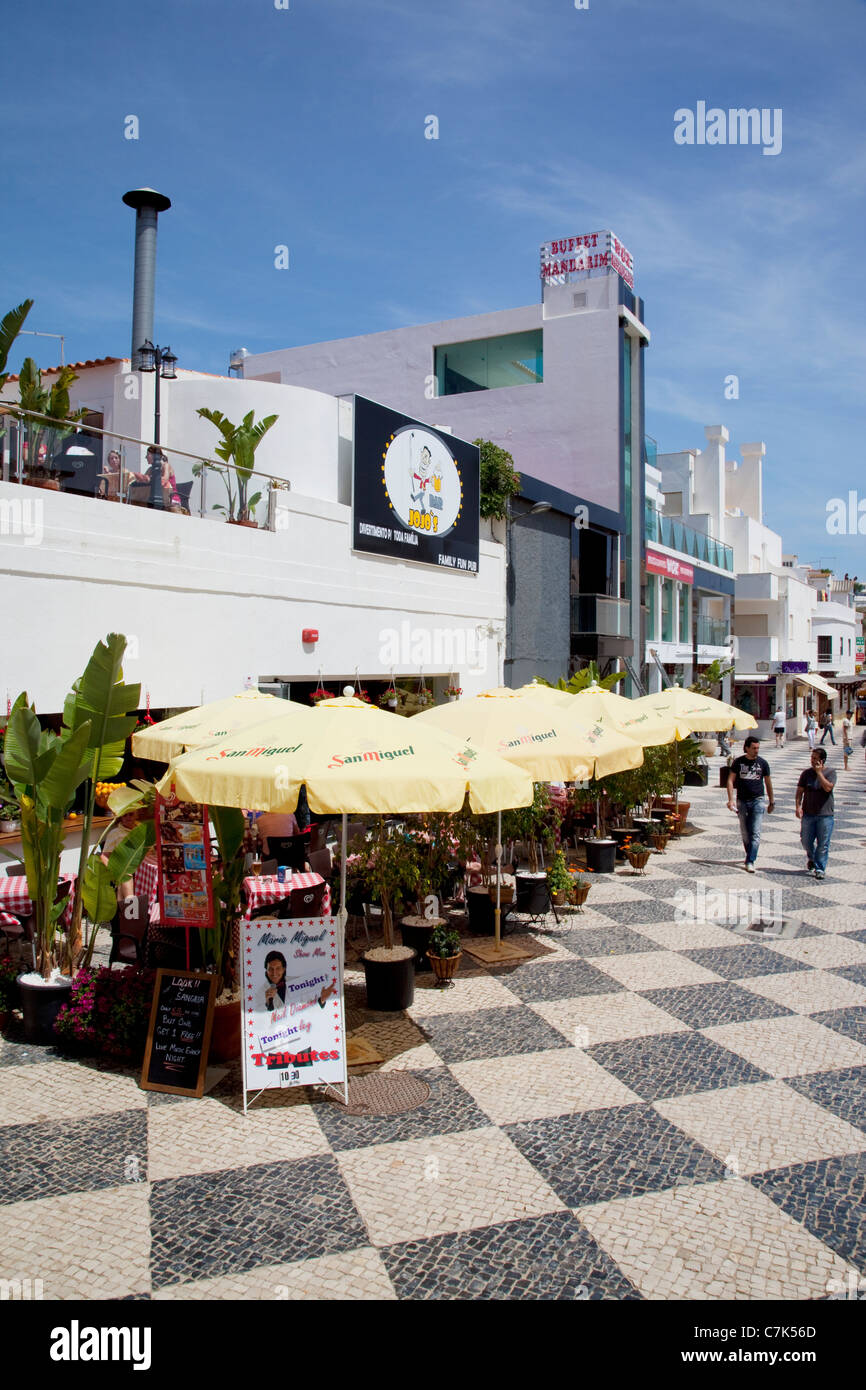 Portugal, Algarve, Albufeira, Shops & Restaurants Stock Photo - Alamy