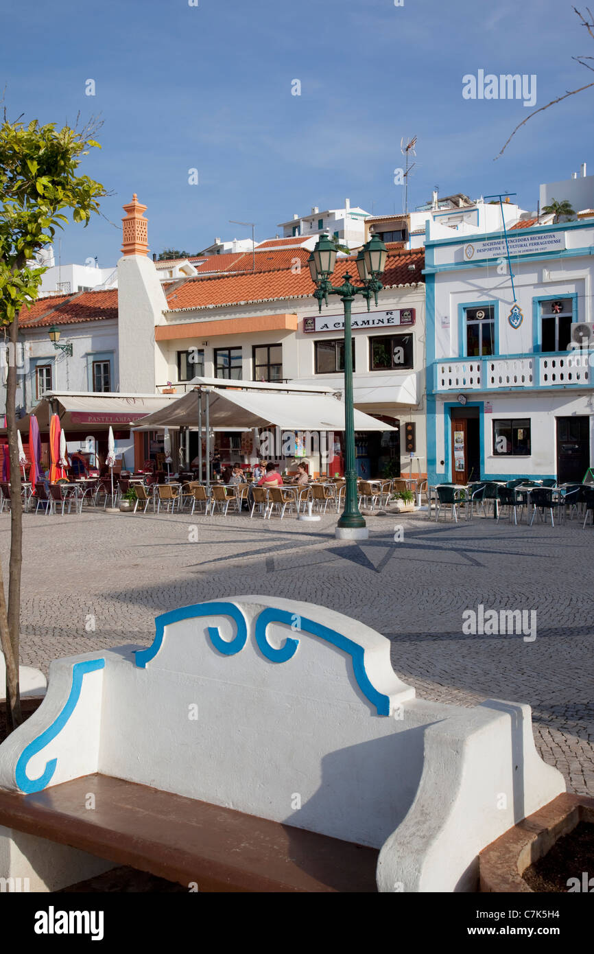 Portugal, Algarve, Ferragudo, Village Square & Cafes Stock Photo - Alamy