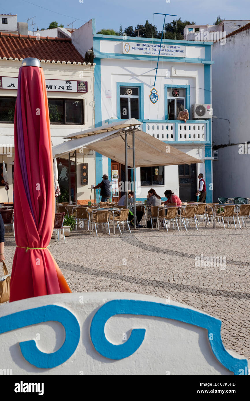 Portugal, Algarve, Ferragudo, Village Square & Cafes Stock Photo - Alamy