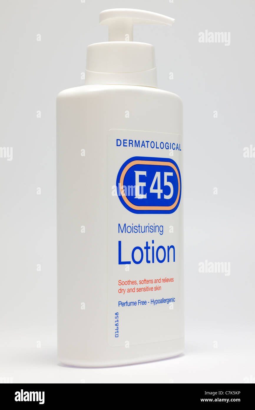 E45 dermatological perfume free moisturising lotion Stock Photo - Alamy