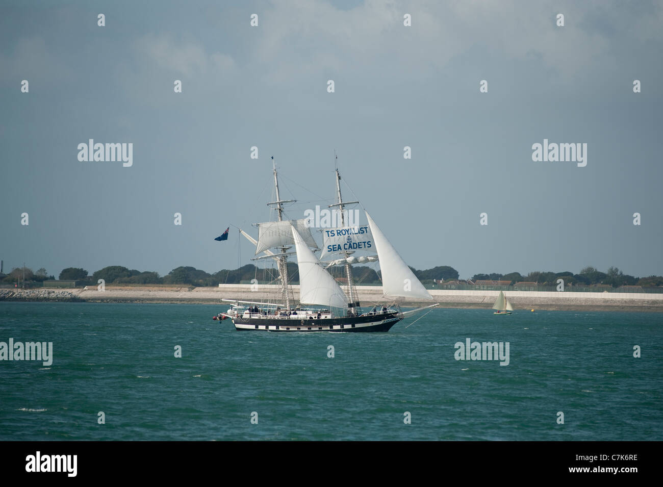 The Brig TS Royalist Sea Cadet training ship on The Solent entering ...