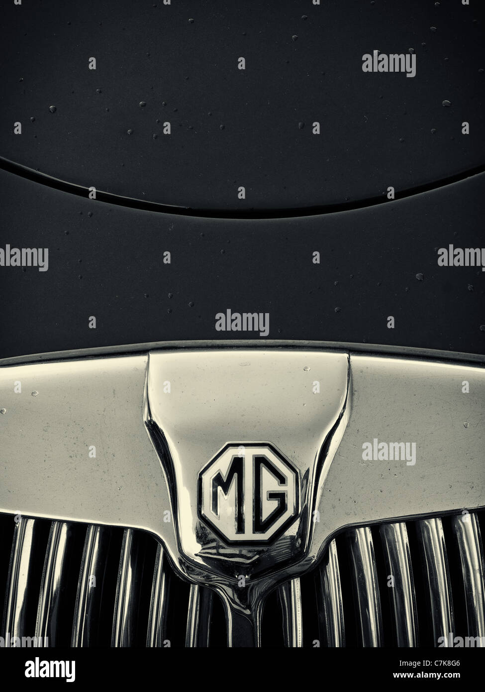 MG sports car bonnet and grill Stock Photo - Alamy