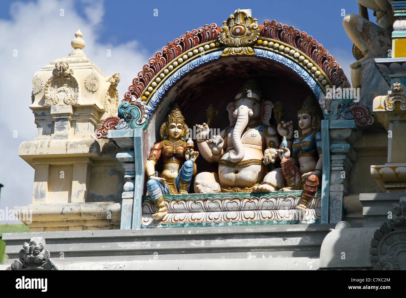 View of the Hindu Temple in the city of Victoria, Mahe Island ...