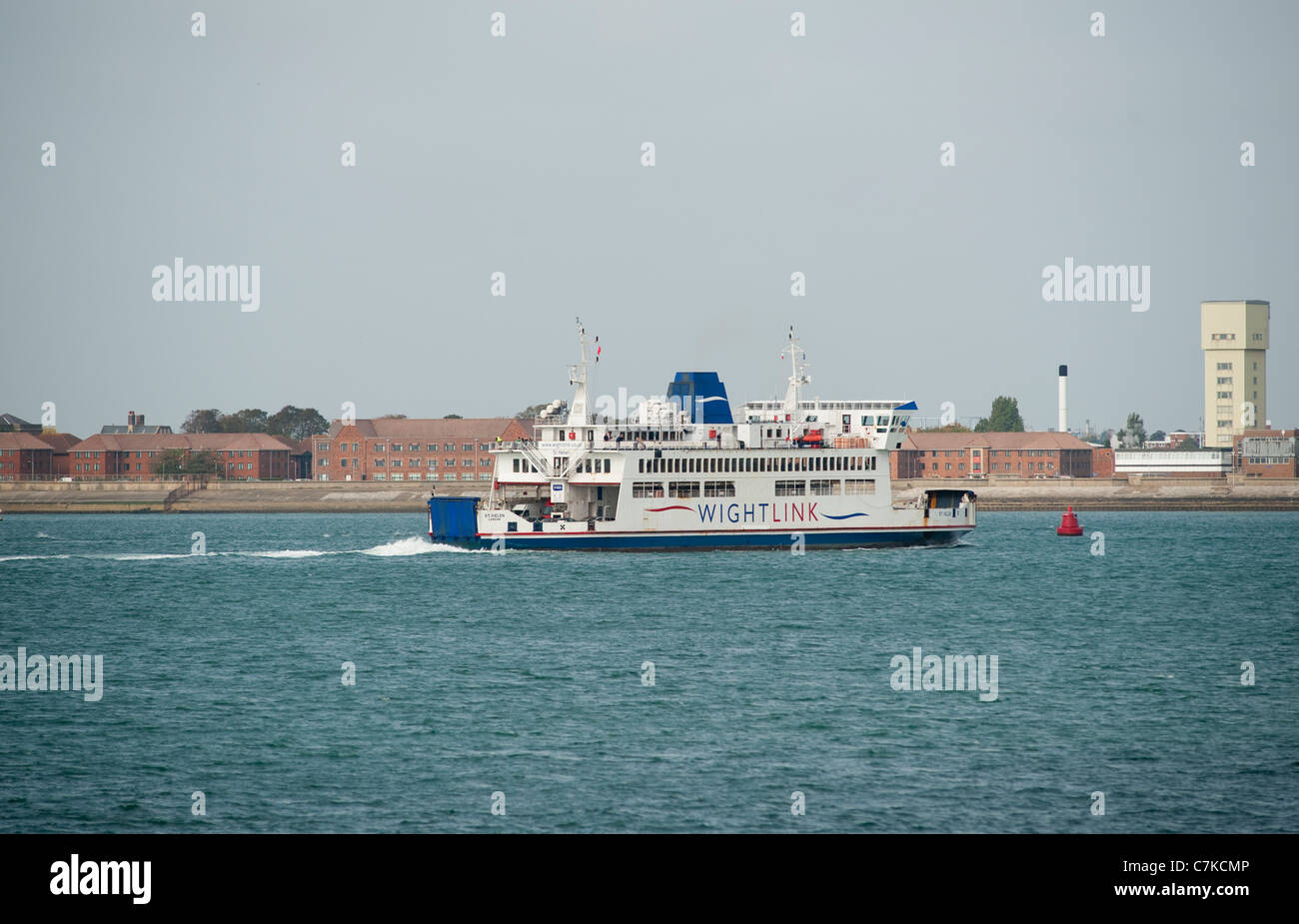 Isle of Wight car ferry from Ryde approaching Portsmouth, England Stock ...