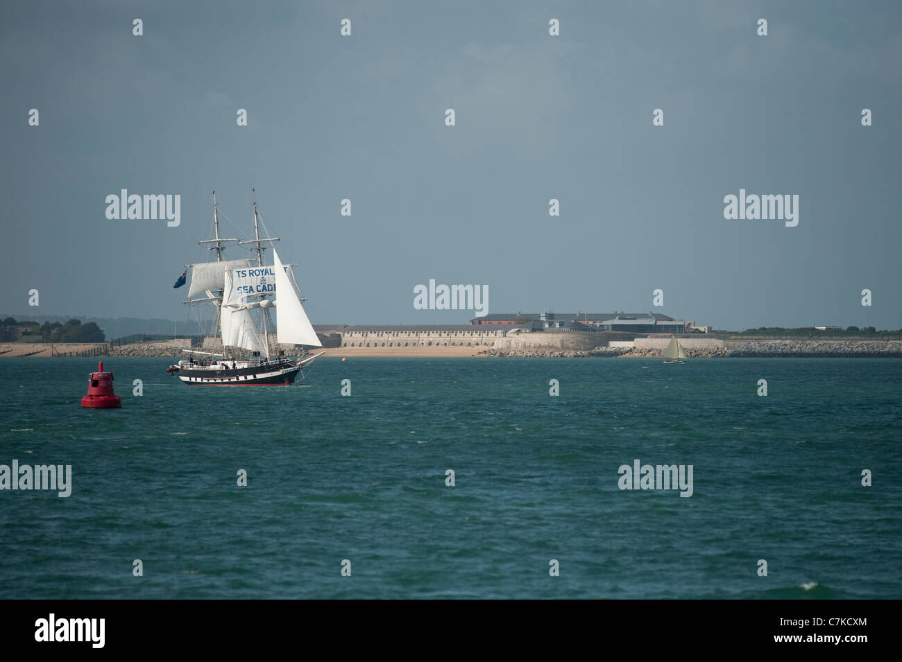 The Brig TS Royalist Sea Cadet training ship on The Solent entering ...