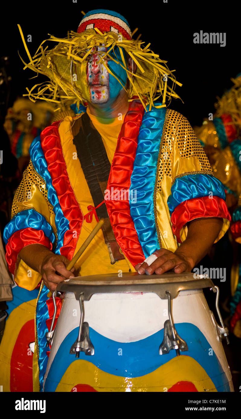 Candombe drummer in the Montevideo annual Carnaval Stock Photo - Alamy