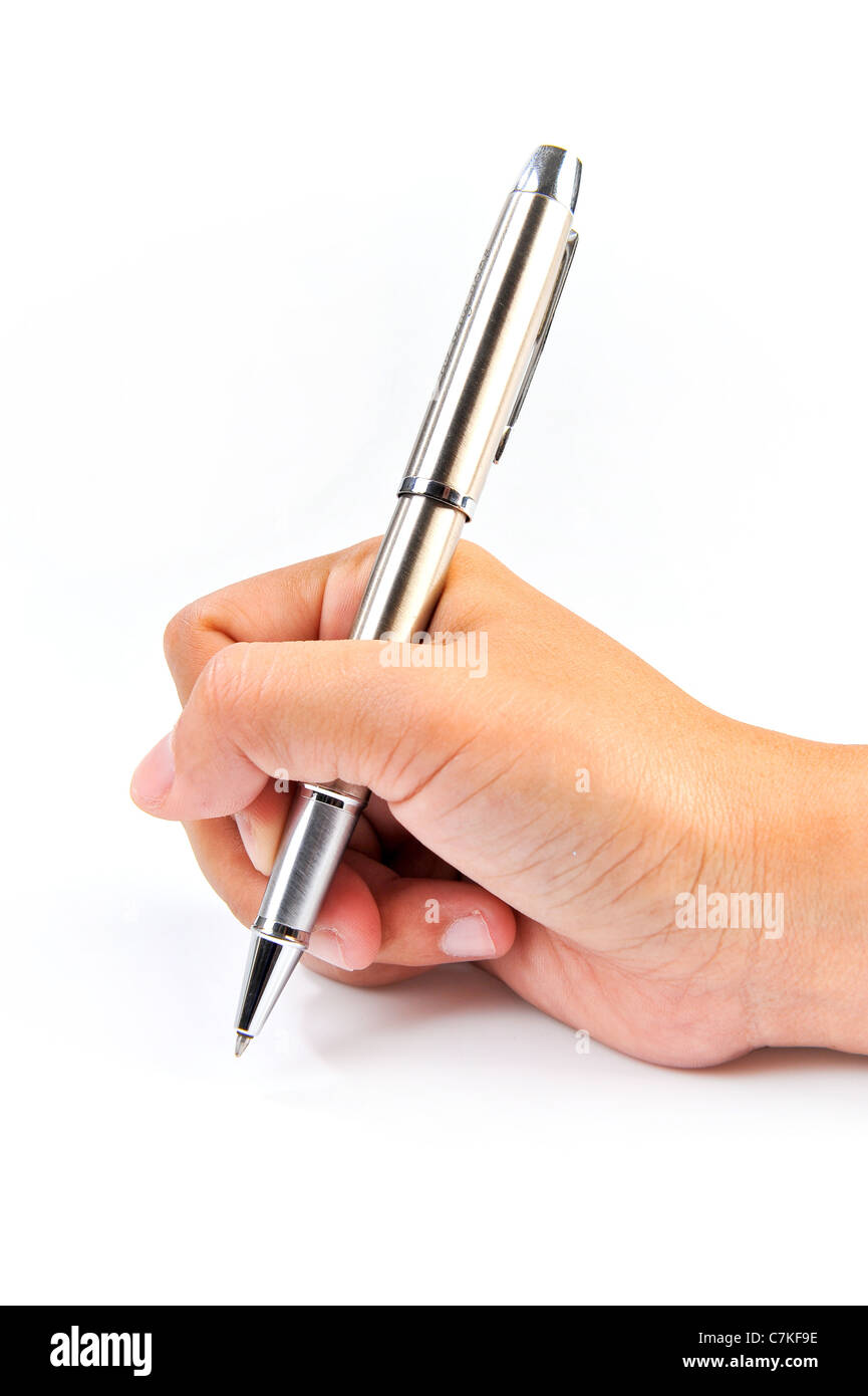 Pen in woman hand Stock Photo - Alamy