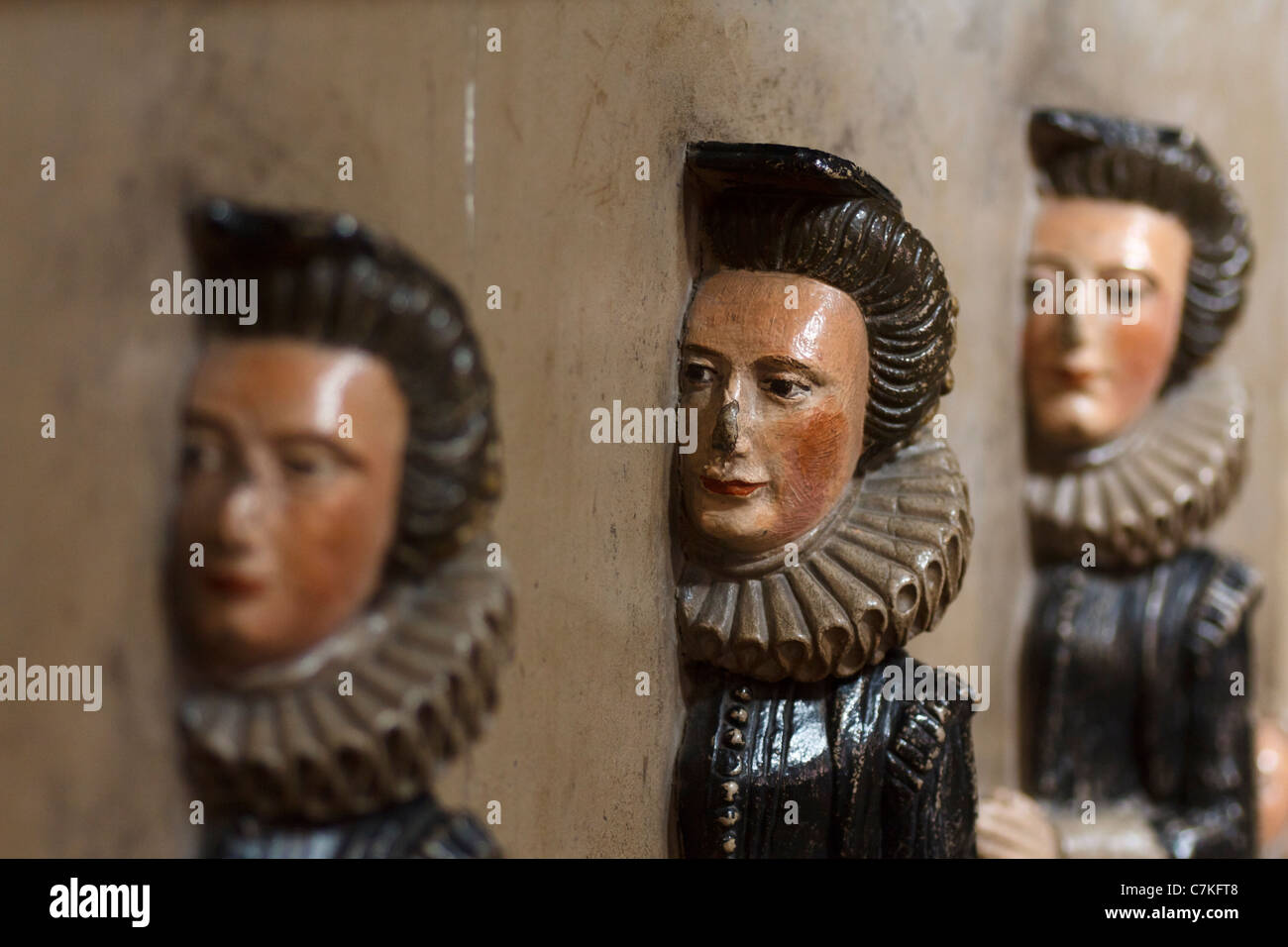 Detail from the family monument to Thomas Machen his wife and children ...