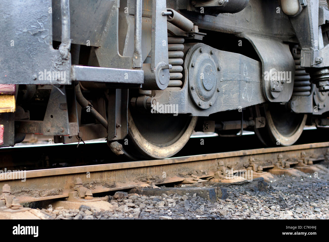 Train wheels on rails Stock Photo - Alamy