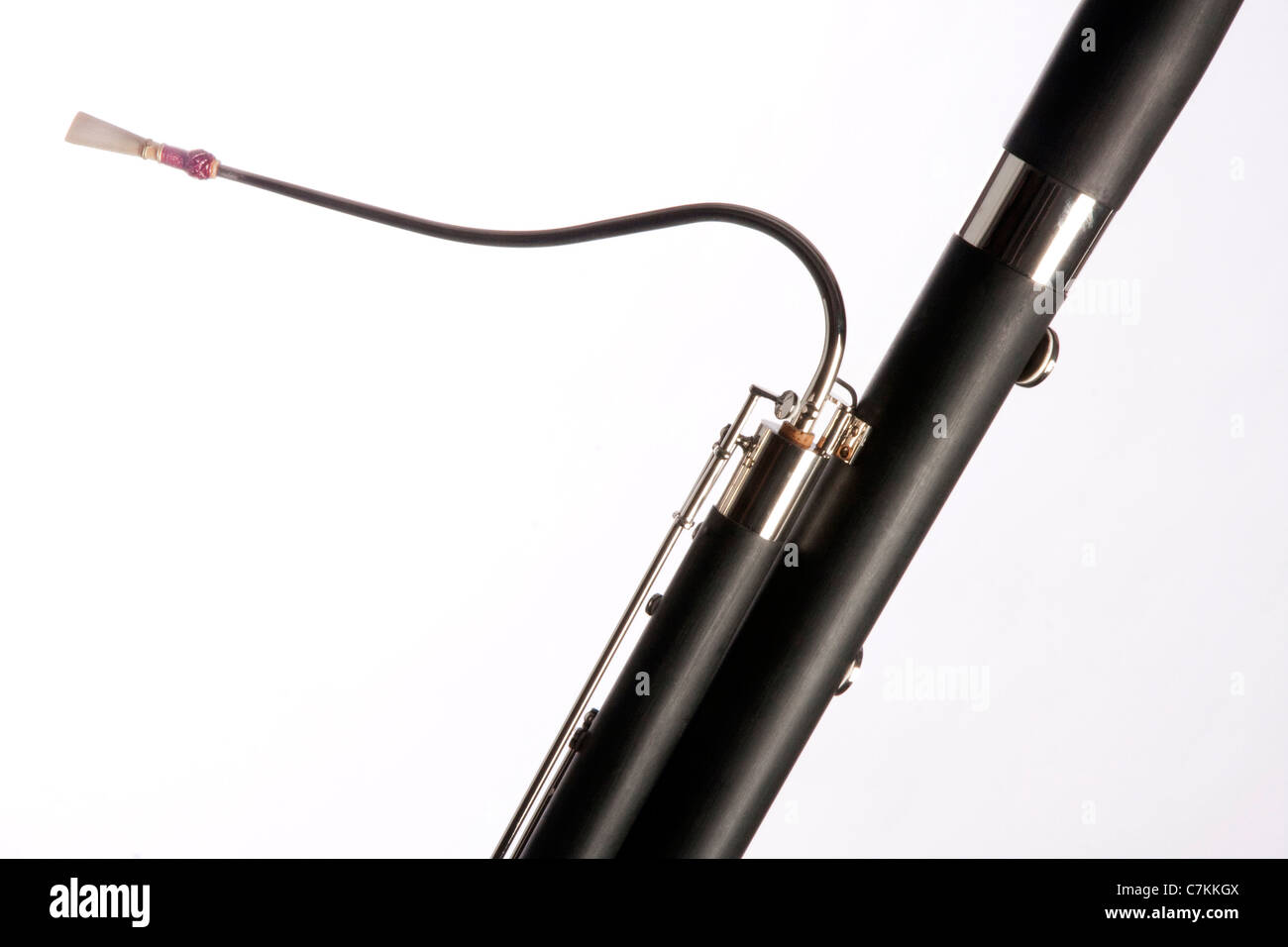 An bassoon up close isolated against a white background in the ...