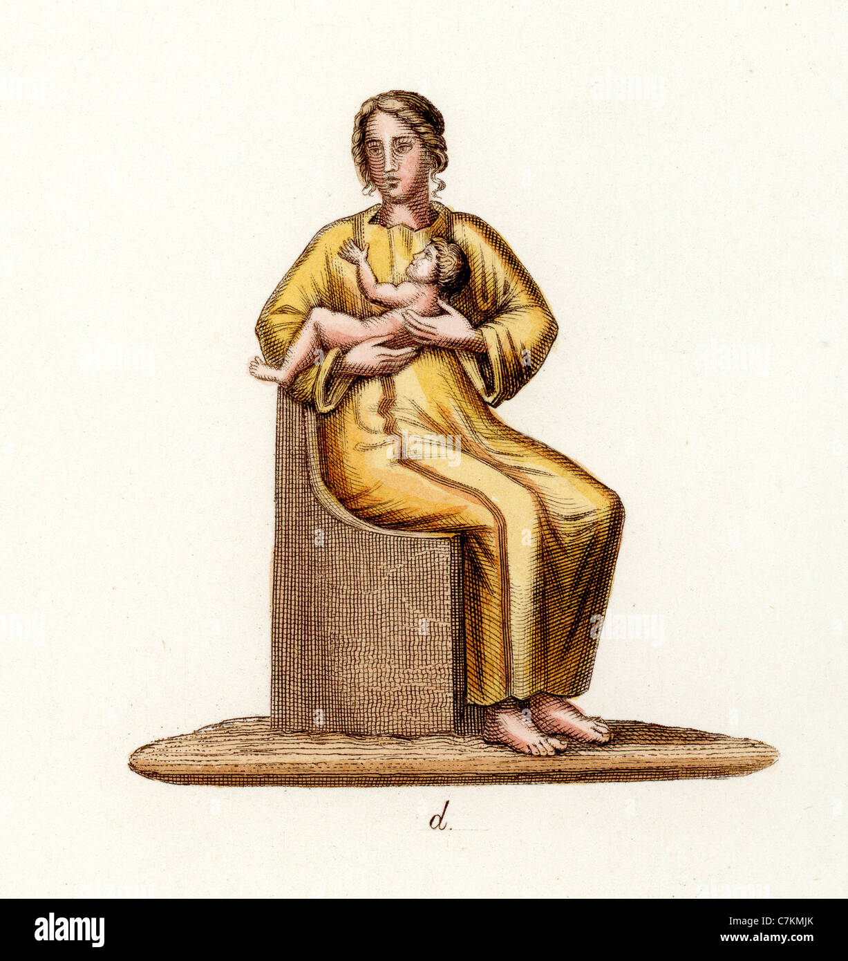Illustration from a painting in the cemetery of Saint Priscilla showing ...