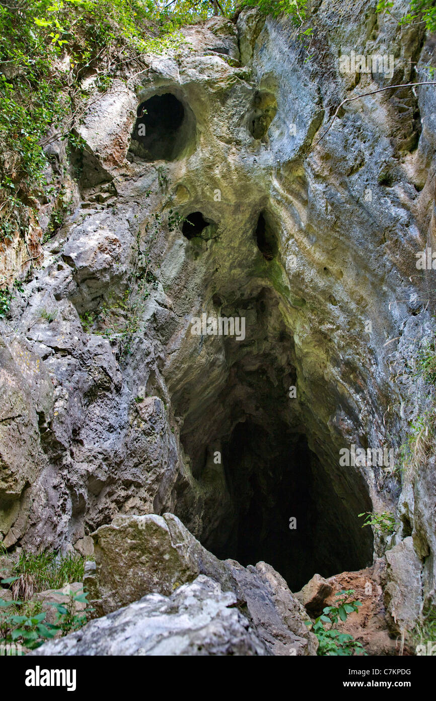 Solution holes in the mouth of Reynard's Cave Dovedale in the ...