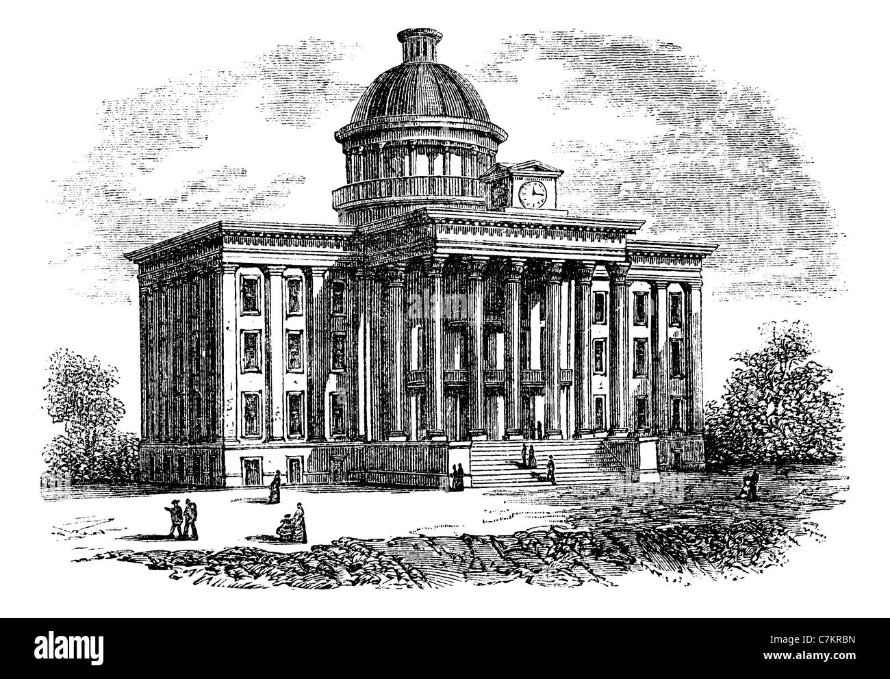 Alabama State Capitol Building, United States, vintage engraved ...