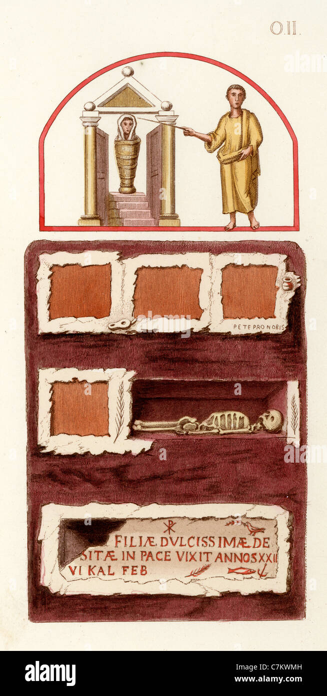Early Christian symbolism. Illustration from a painting in the 4th ...