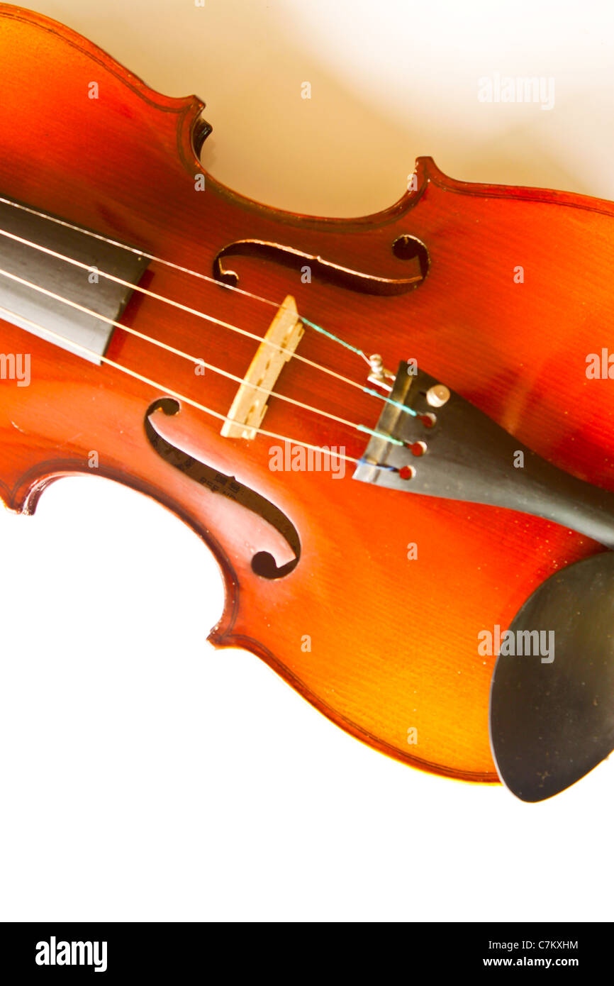 Violin close up isolated on white background Stock Photo - Alamy