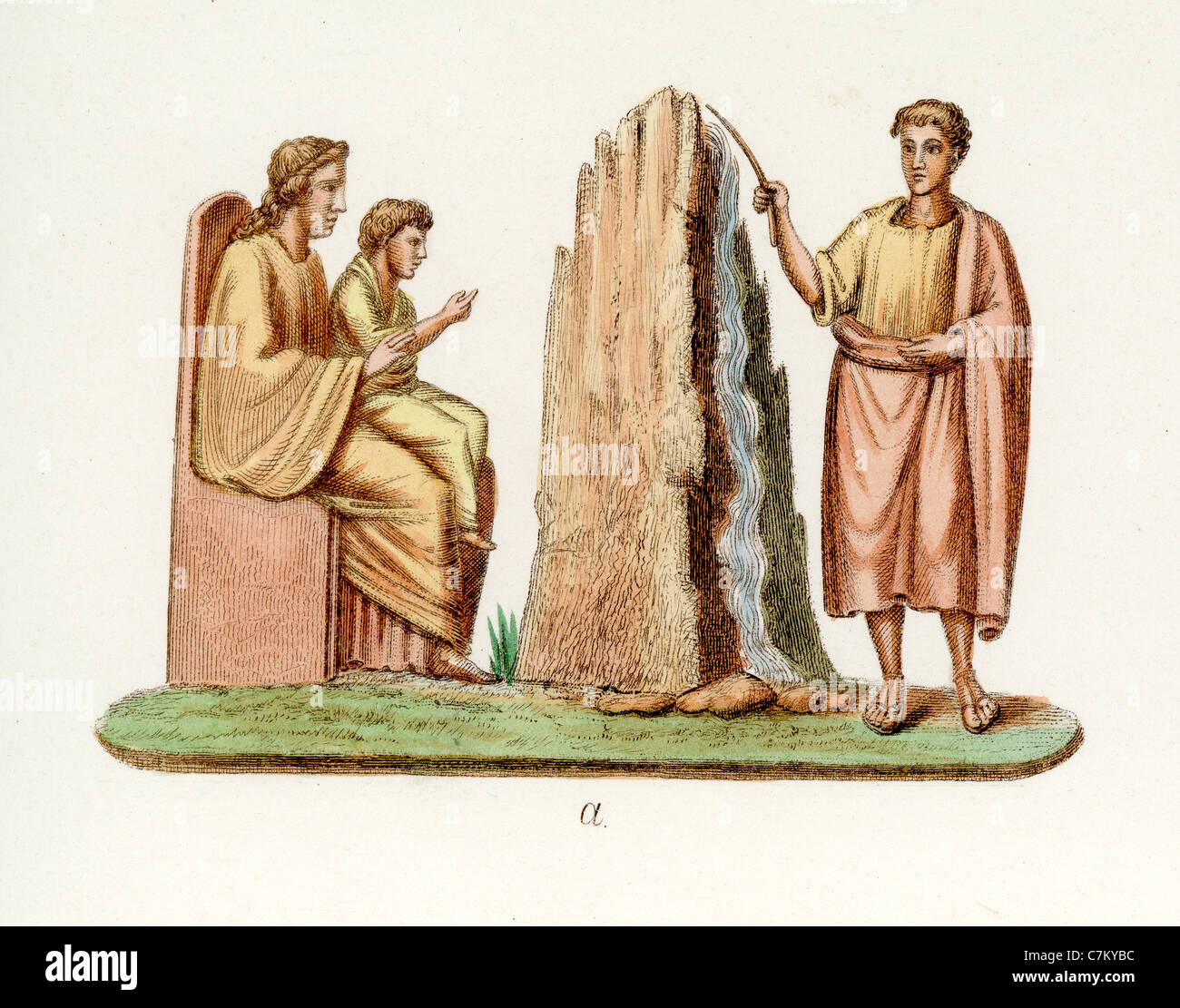 Moses striking the rock with the Rod of Power Stock Photo - Alamy