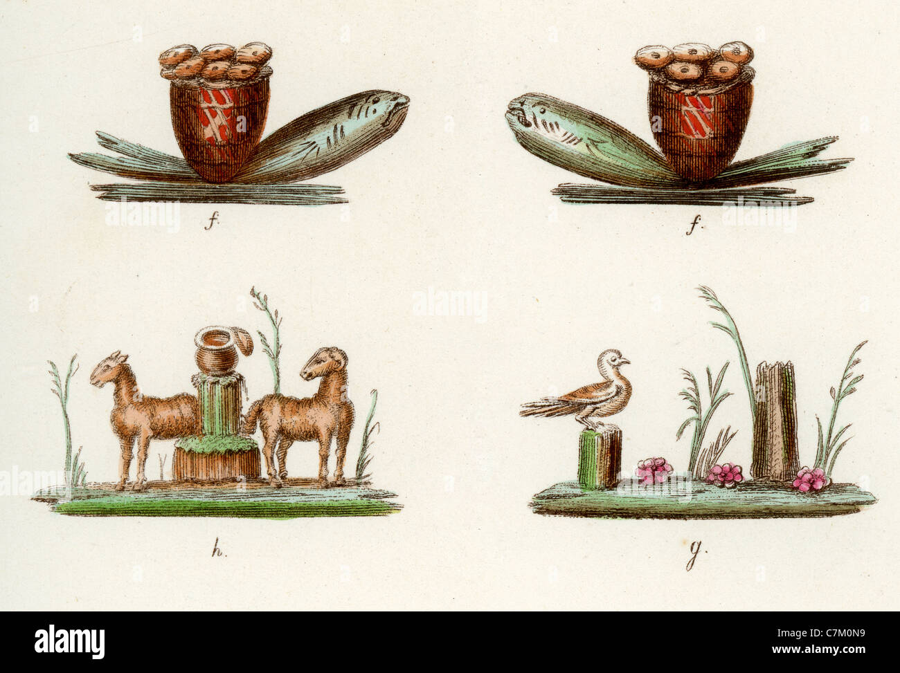 Early Christian symbolism. Illustration from the catacombs of Saint ...