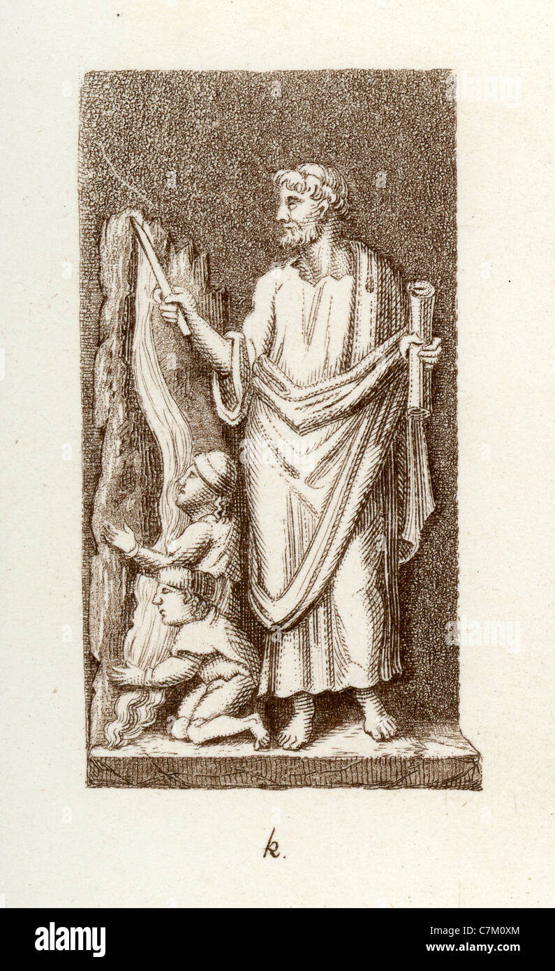 Early Christian symbolism. Illustration from a sarcophagus in the ...