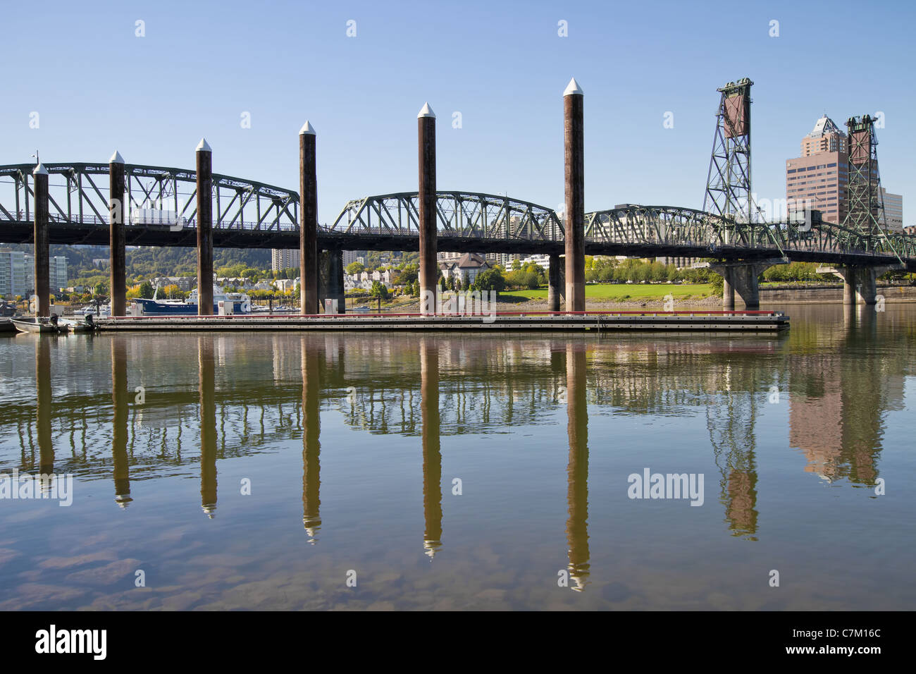 Marina by Willamette River In Portland Oregon Waterfront Stock Photo ...
