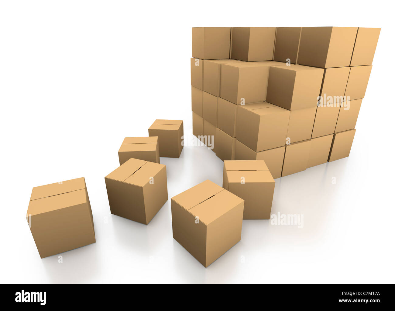 Wide Angle View of Stacking Cardboard Boxes Stock Photo - Alamy
