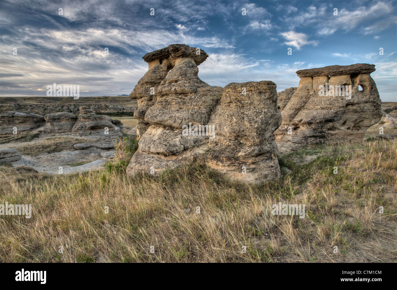 Hoodoo Badlands Alberta Canada Writing on Stone Park Stock Photo - Alamy